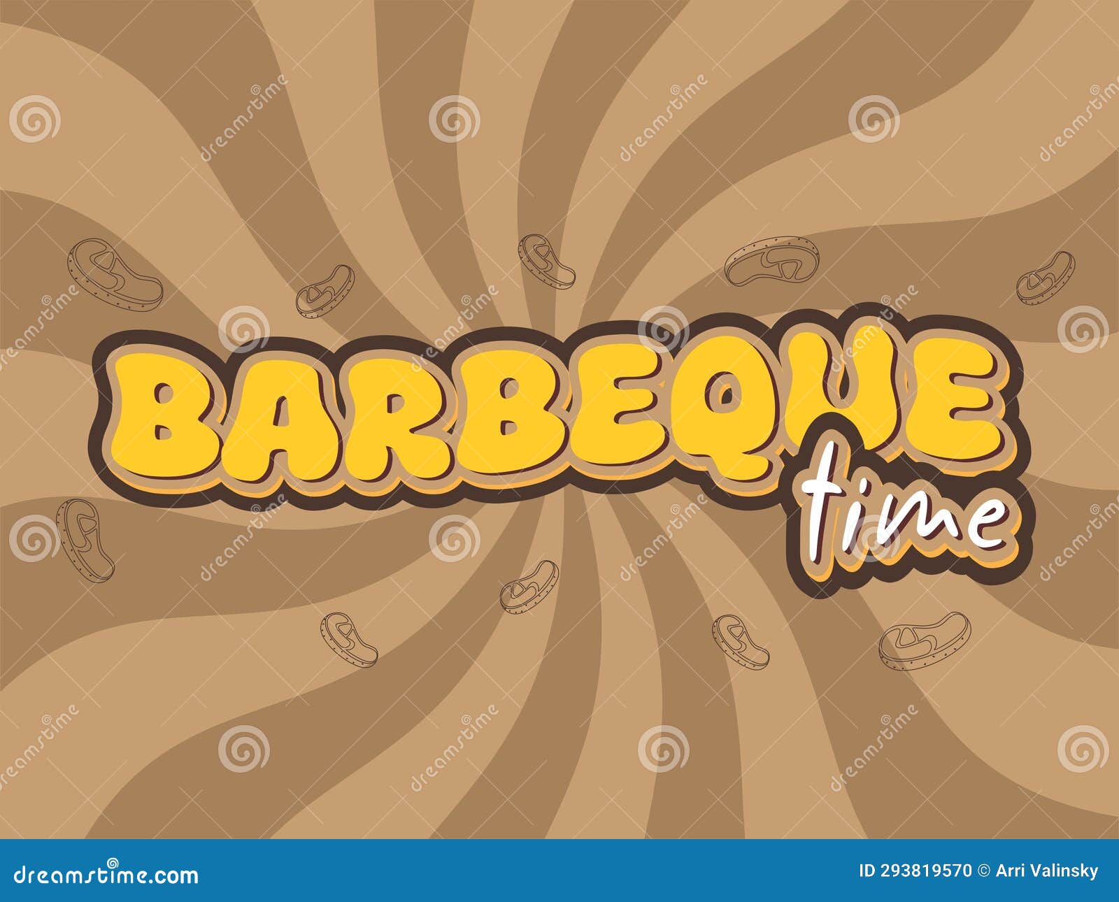 Editable Text Effect Barbeque Time with Line Art Meat Stock Vector ...