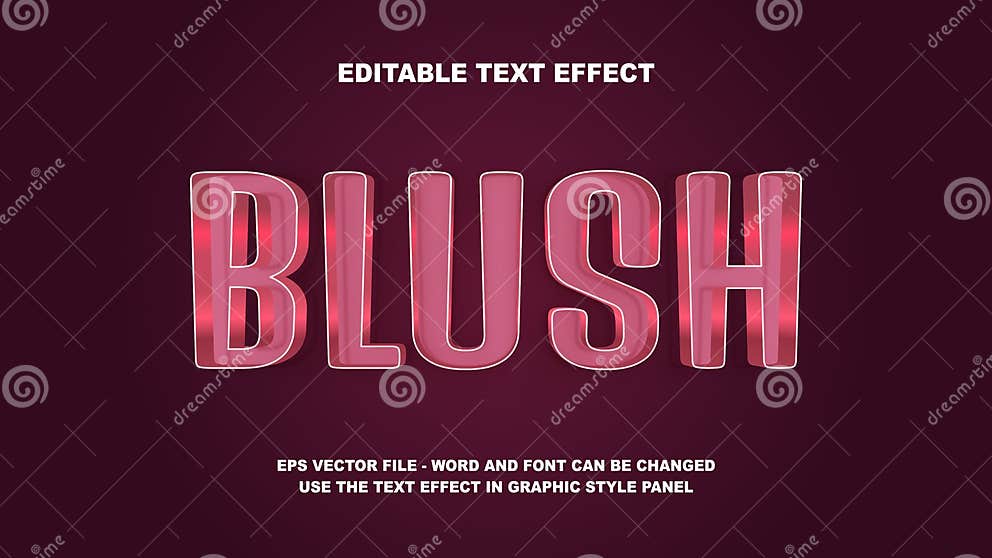 Editable Text Effect Blush 3D Vector Template Stock Illustration - Illustration of letter, blush ...