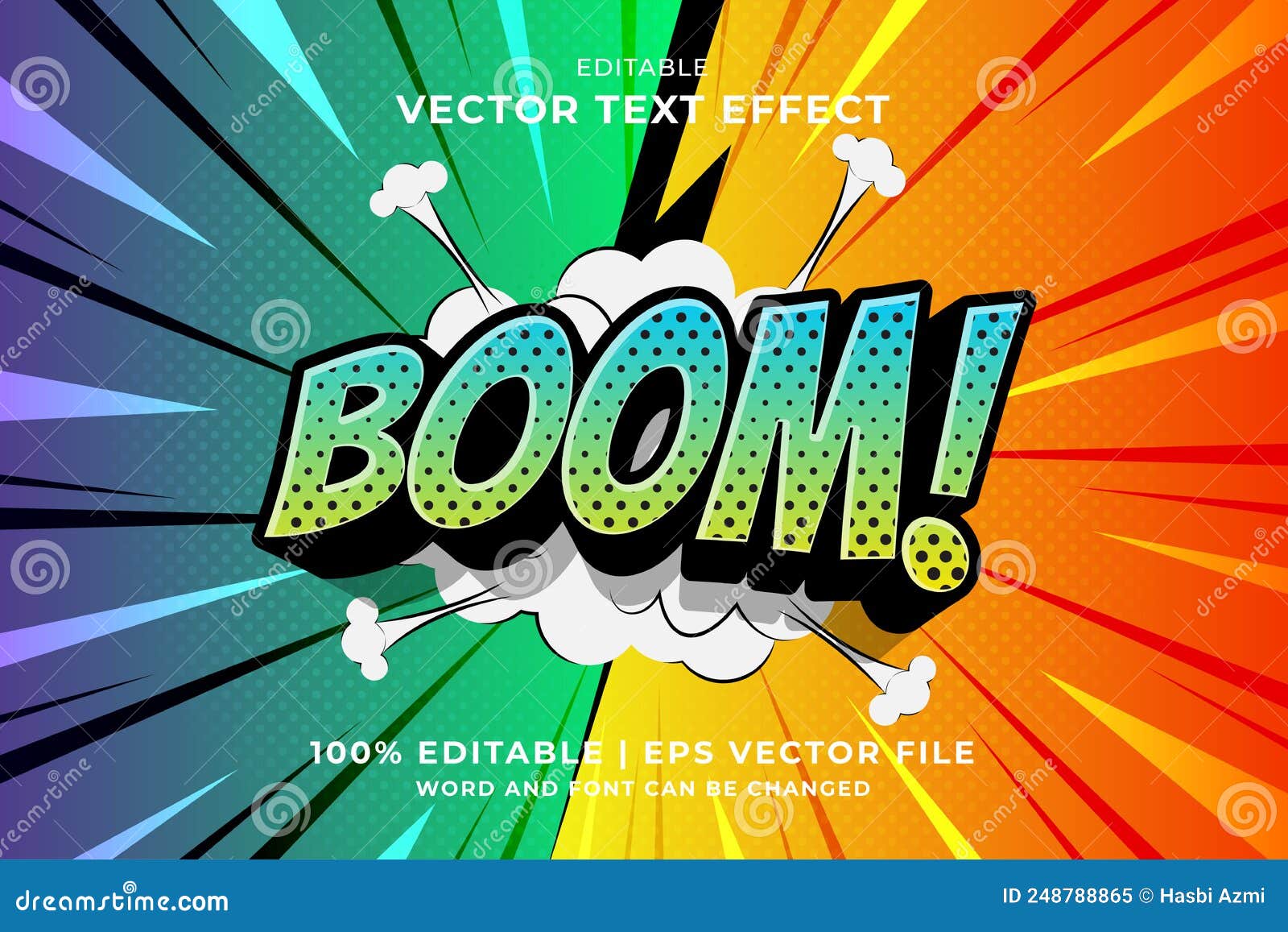 Editable Text Effect Boom 3d Cartoon Comic Style Premium Vector Stock ...