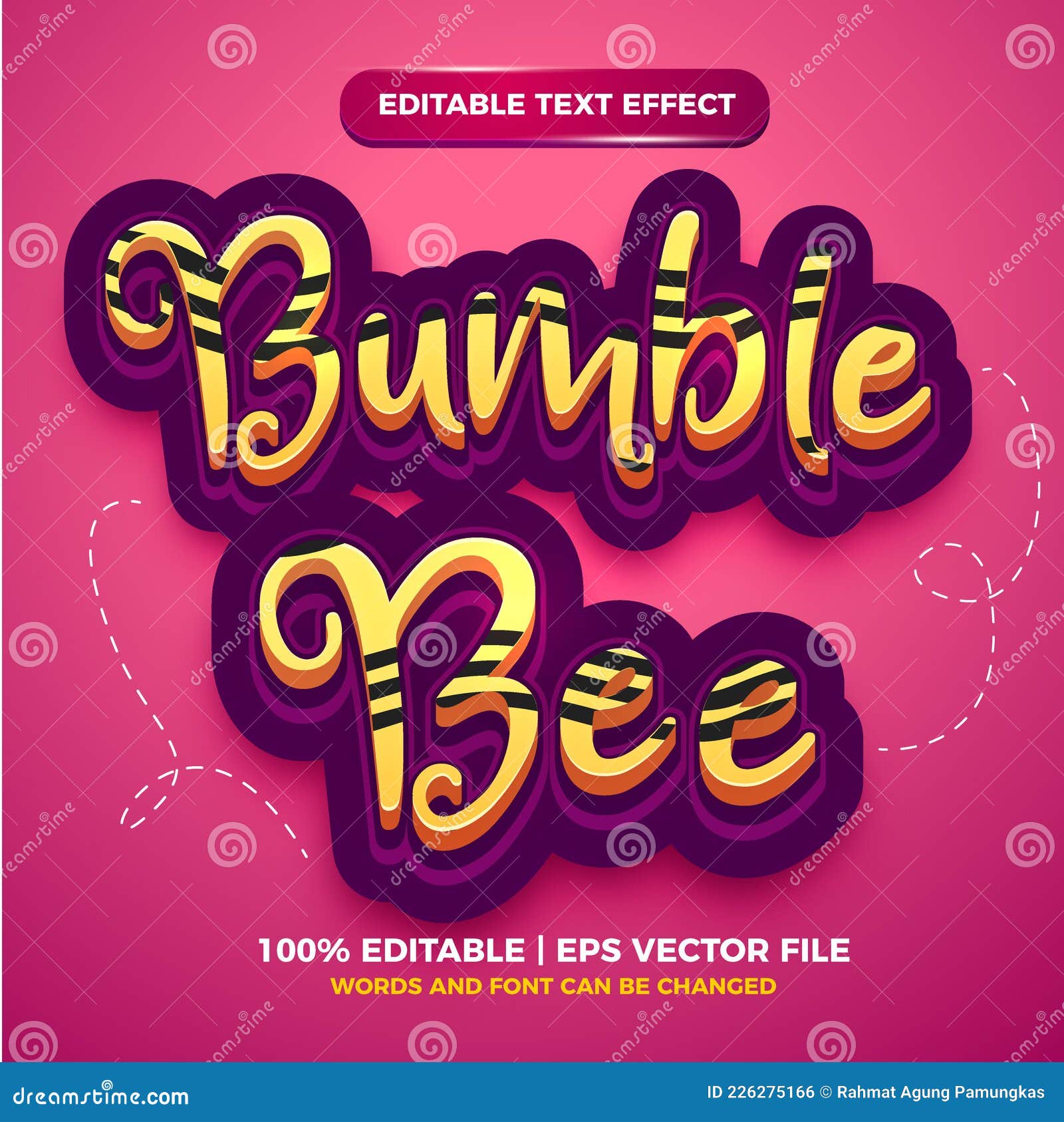 Bumble Bee Cartoon Editable Text Effect Style 3d Template Stock Vector - Illustration of style ...