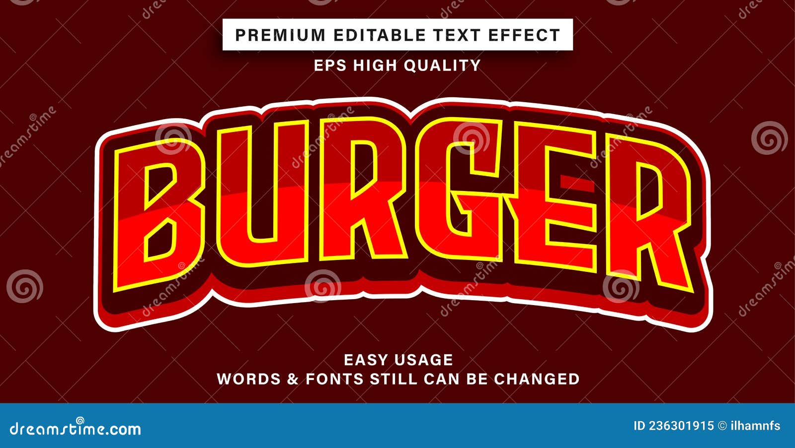 Editable Text Effect Burger Stock Vector - Illustration of alphabetical ...