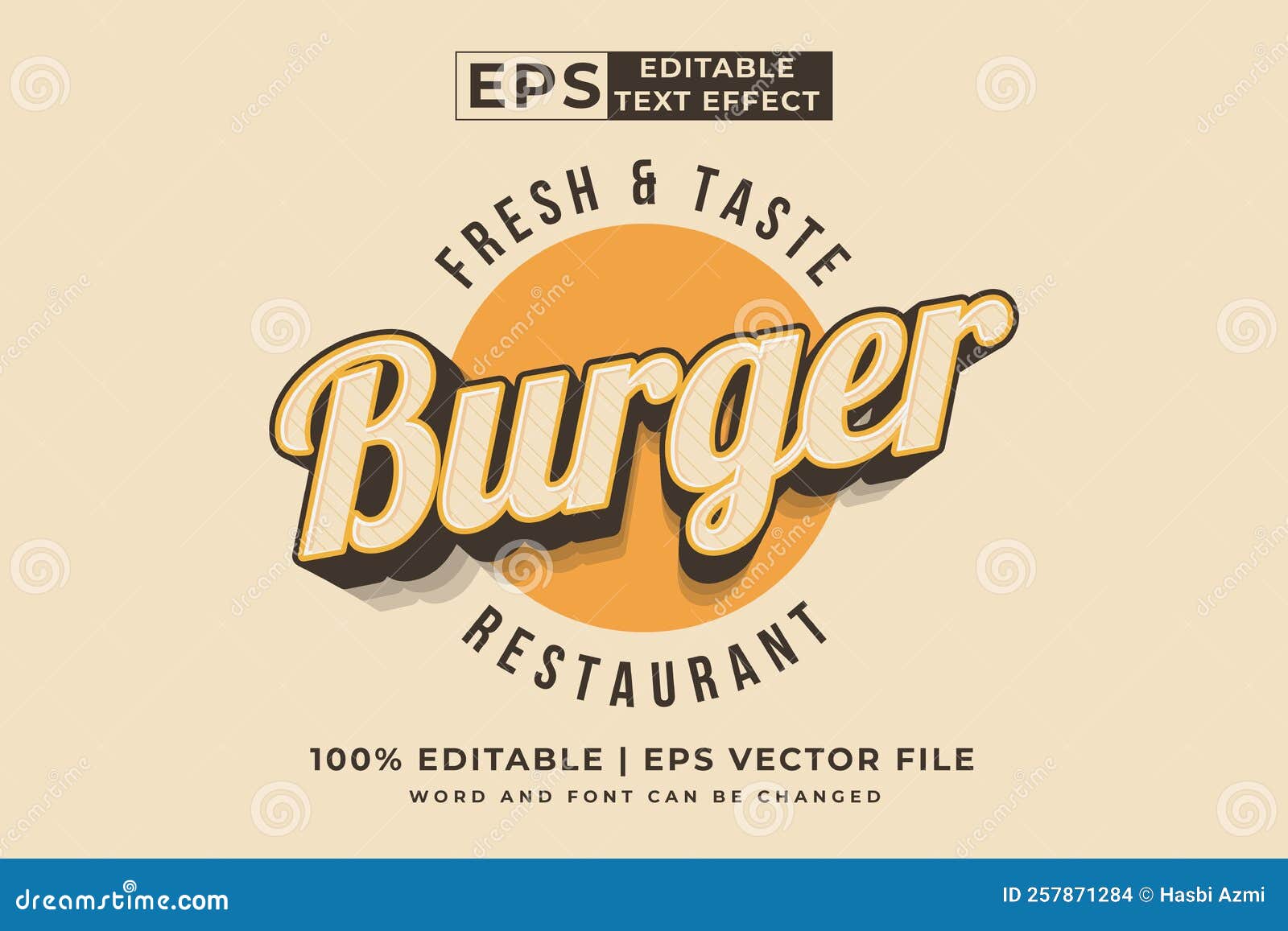 Editable Text Effect Burger Logo 3d Vintage Style Premium Vector Stock ...