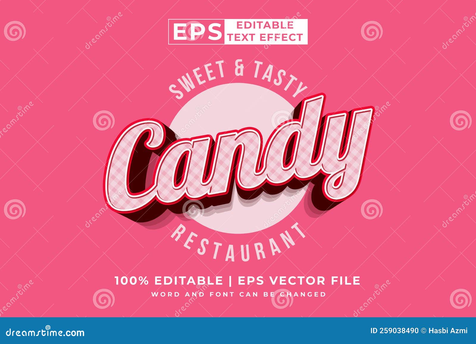 Editable Text Effect Candy Logo 3d Vintage Style Premium Vector Stock ...