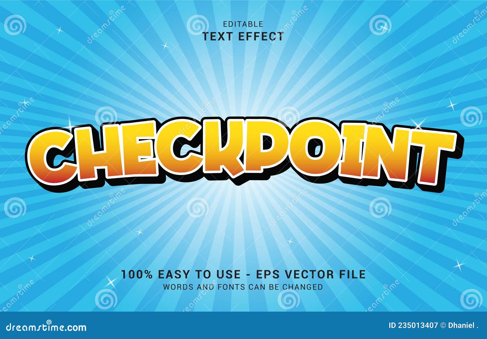 Editable Text Effect, Cartoon Checkpoint Style Stock Vector ...