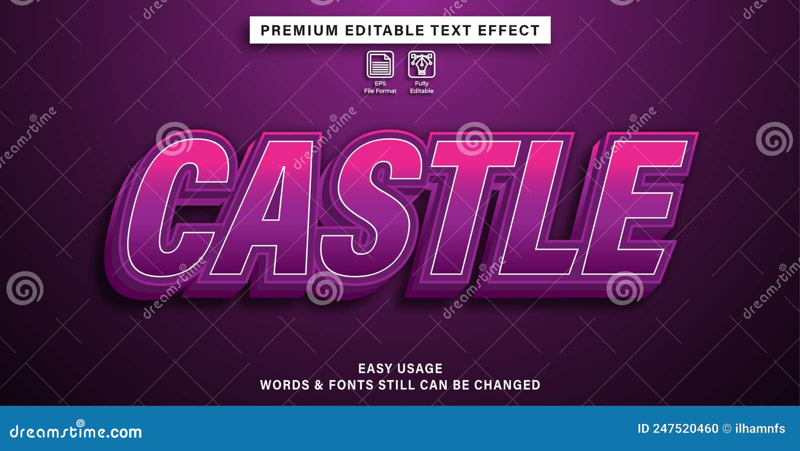 Editable Text Effect Castle Stock Vector - Illustration of abstract ...
