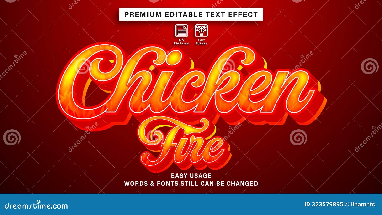 Editable Text Effect Chicken Fire Stock Vector - Illustration of ...