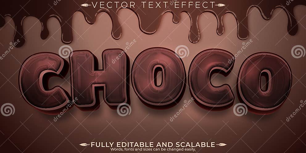Editable Text Effect Choco, 3d Liquid and Chocolate Font Style Stock ...