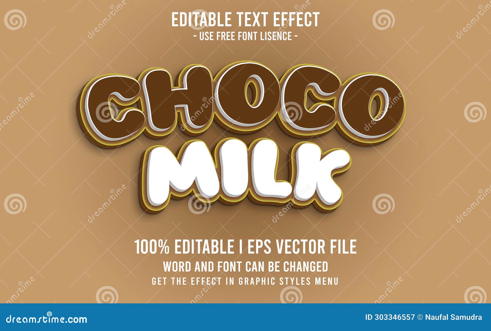 Editable Text Effect - Choco Milk Style Template Premium Vector. Stock Illustration ...