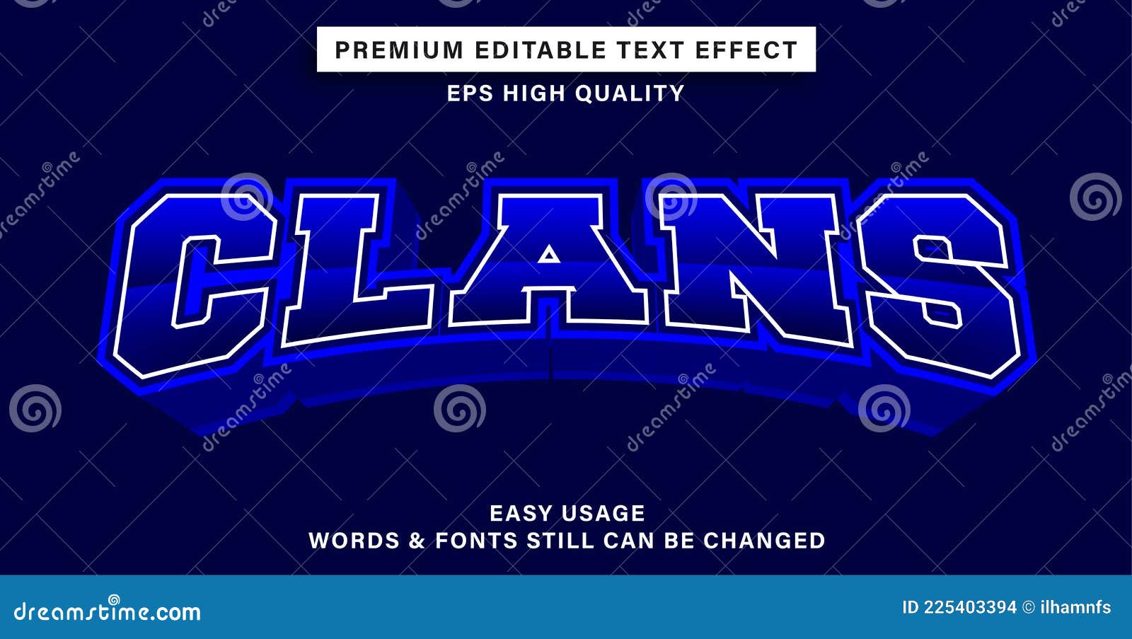 Editable text effect clans stock vector. Illustration of symbol - 225403394