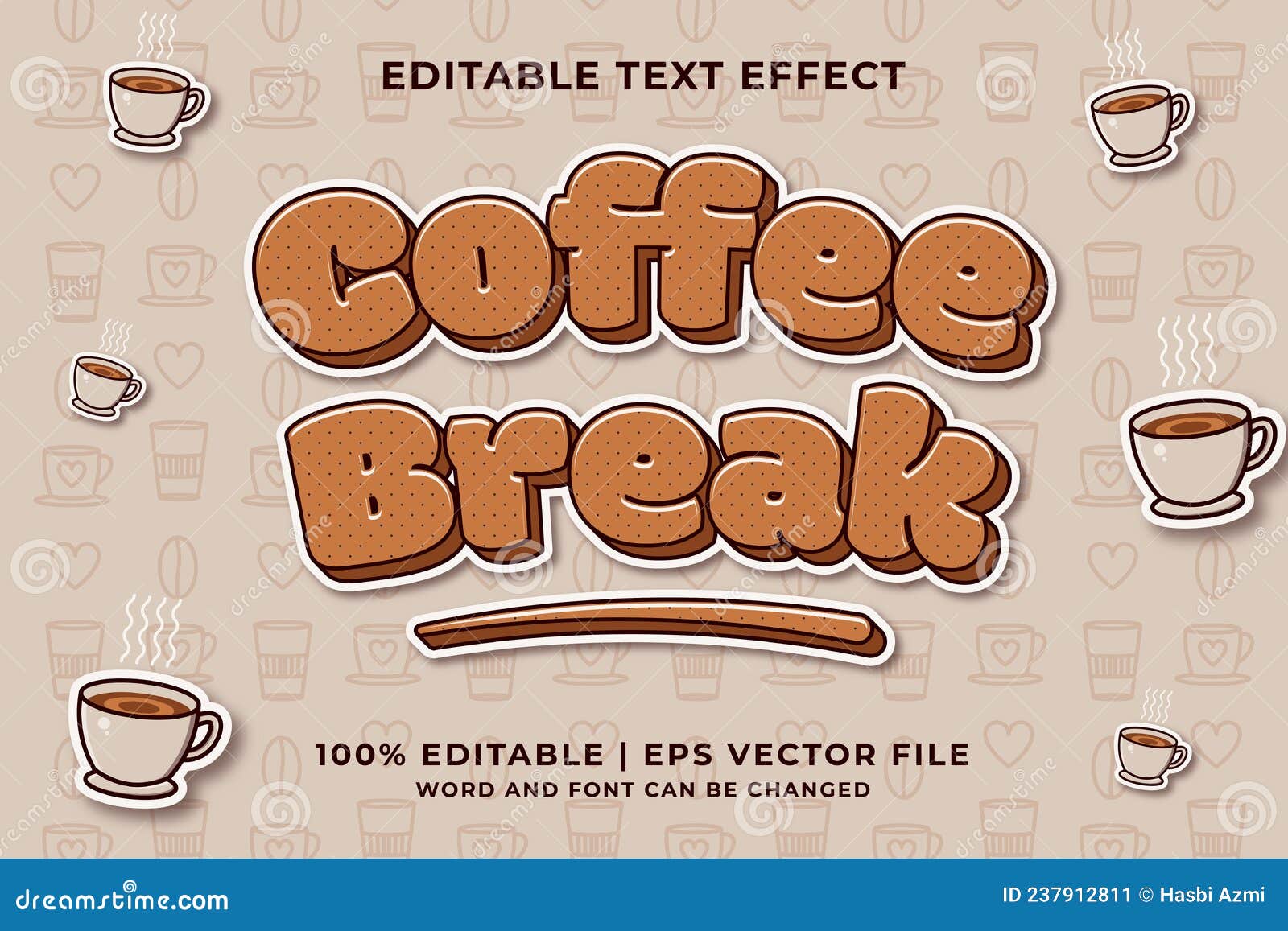 Editable Text Effect - Coffee Break Cartoon Template Style Premium ...