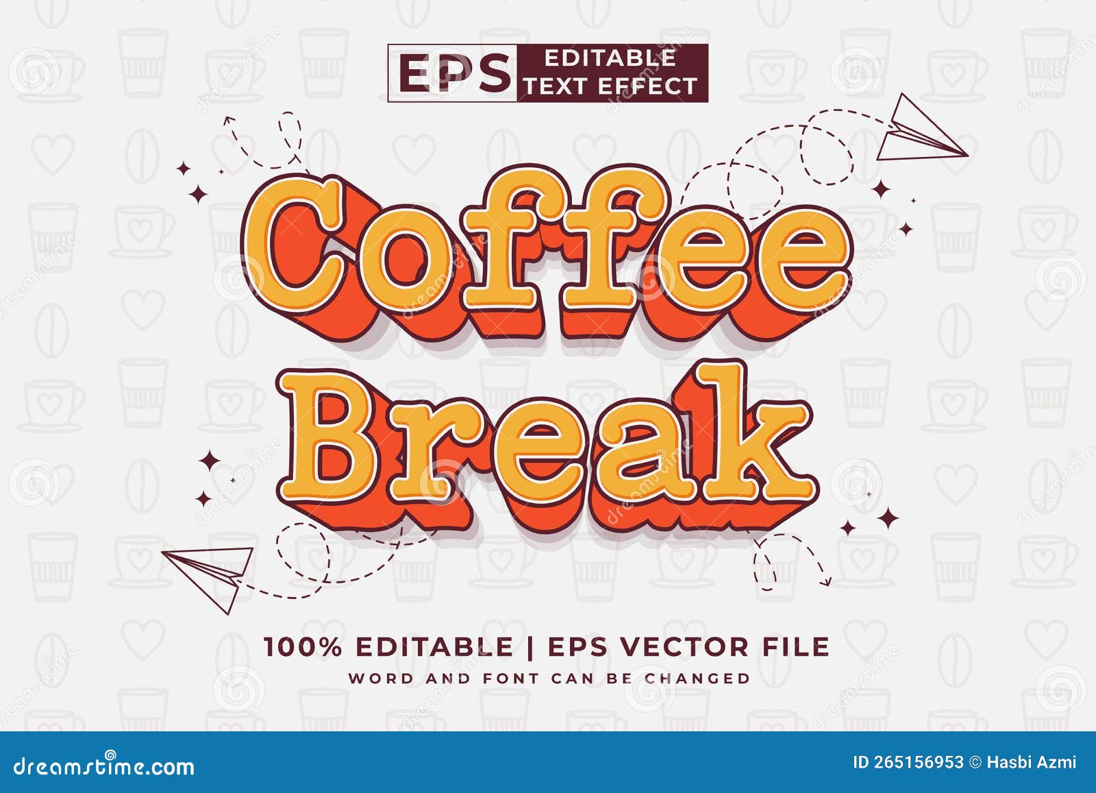 Editable Text Effect - Coffee Break 3d Cartoon Cute Template Style ...