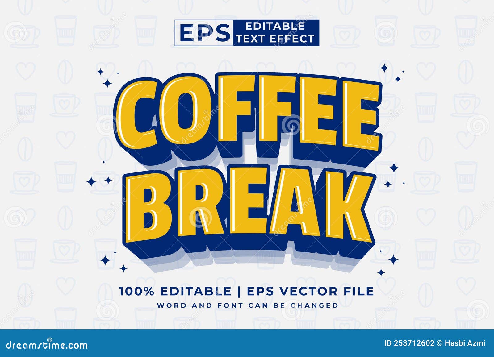Editable Text Effect Coffee Break 3d Cartoon Template Style Premium ...