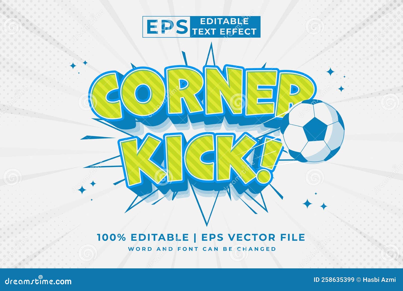 Editable Text Effect Corner Kick 3d Cartoon Comic Style Premium Vector Stock Vector ...