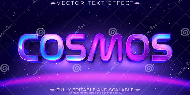 Editable Text Effect Cosmos, 3d Galaxy and Space Font Style Stock Vector - Illustration of text ...
