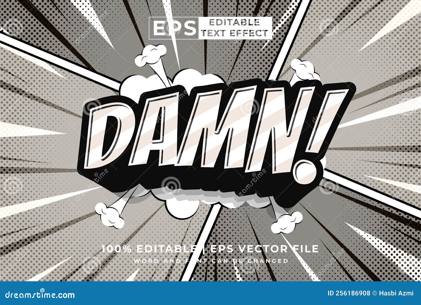 Editable Text Effect Damn 3d Cartoon Comic Style Premium Vector Stock ...