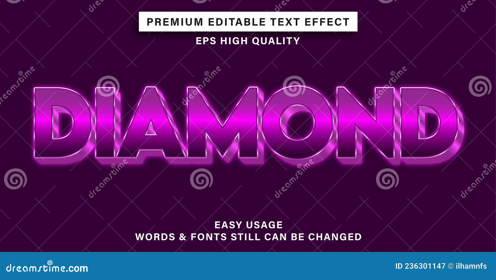 Editable Text Effect Diamond Stock Vector - Illustration of number ...