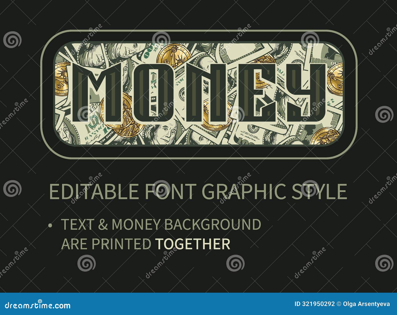 Editable Text Effect with Dollar Background Stock Vector - Illustration ...