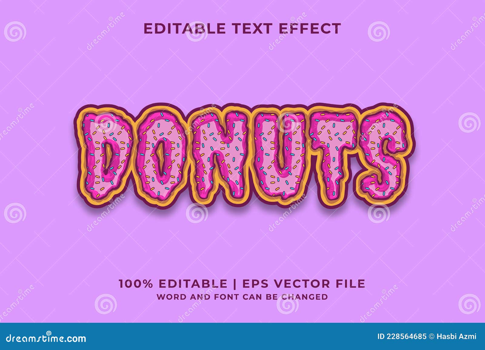 Editable Text Effect - Donuts Melted Cartoon Template Style Premium Vector Stock Vector ...