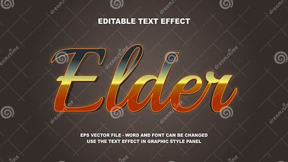 Editable Text Effect Elder 3D Vector Template Stock Illustration ...