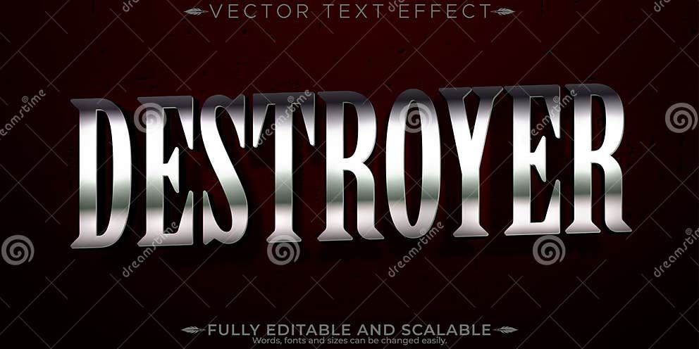 Destroyer Text Effect, Editable Metallic and Shiny Text Style Stock ...