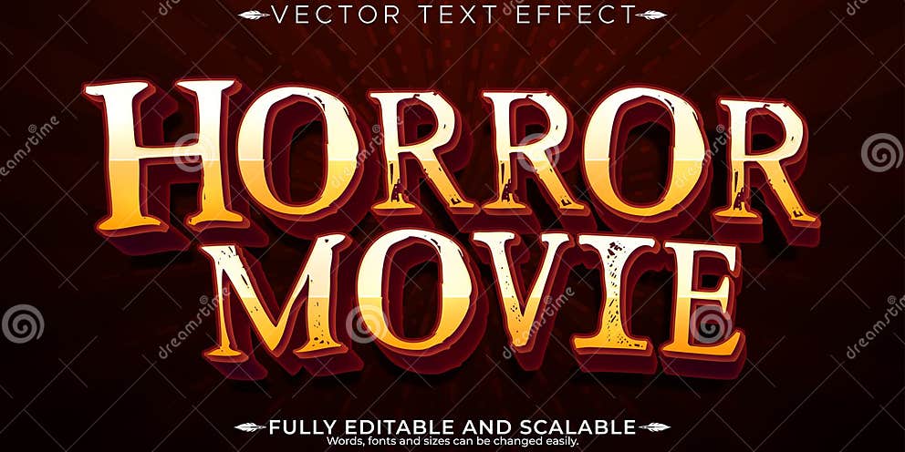 Horror Movie Text Effect, Editable Vintage and Scary Text Style Stock ...