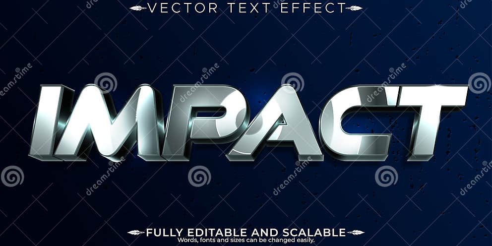 Impact Text Effect, Editable Metallic and Shiny Text Style Stock Vector ...