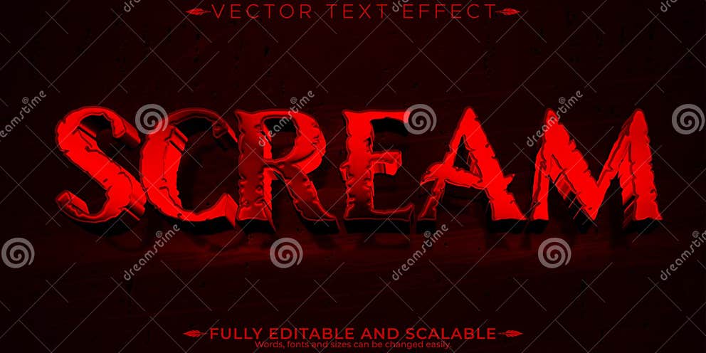 Scream Horror Text Effect, Editable Blood and Red Text Style Stock ...