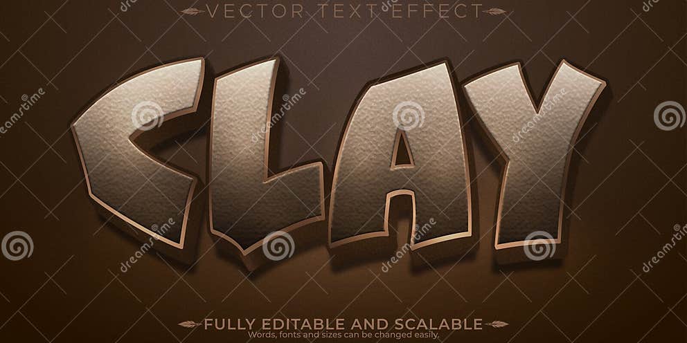 Editable Text Effect Clay, 3d Brown and Mud Font Style Stock Vector ...