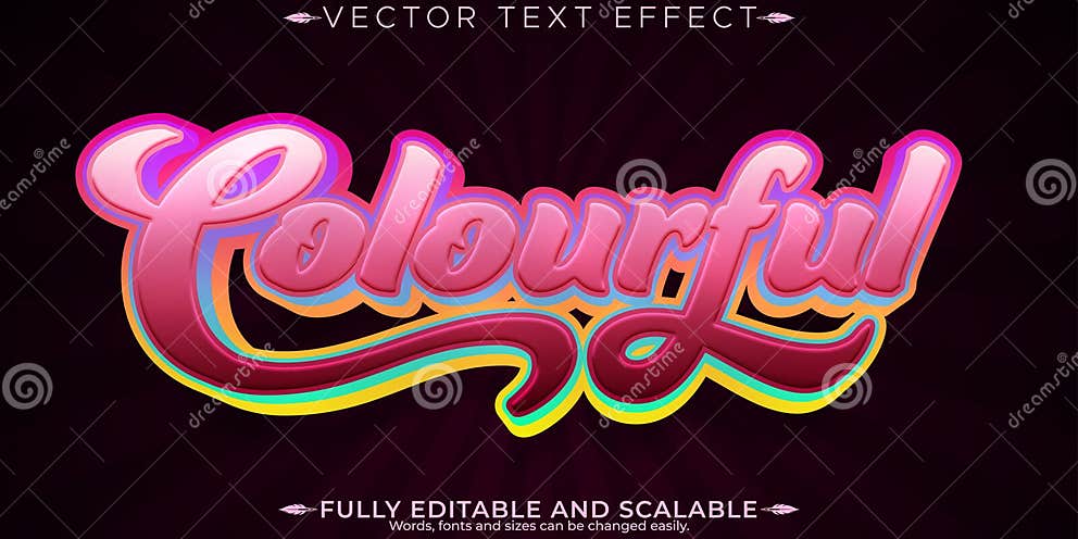 Rainbow Colourful Text Effect, Editable Vintage and Script Text Style ...