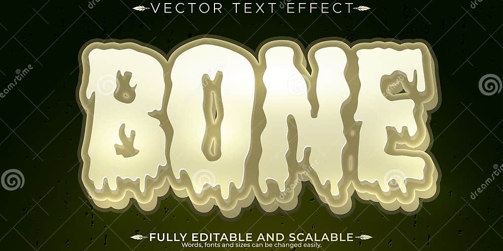 Bone Text Effect, Editable Skeleton and Skull Text Style Stock Vector ...