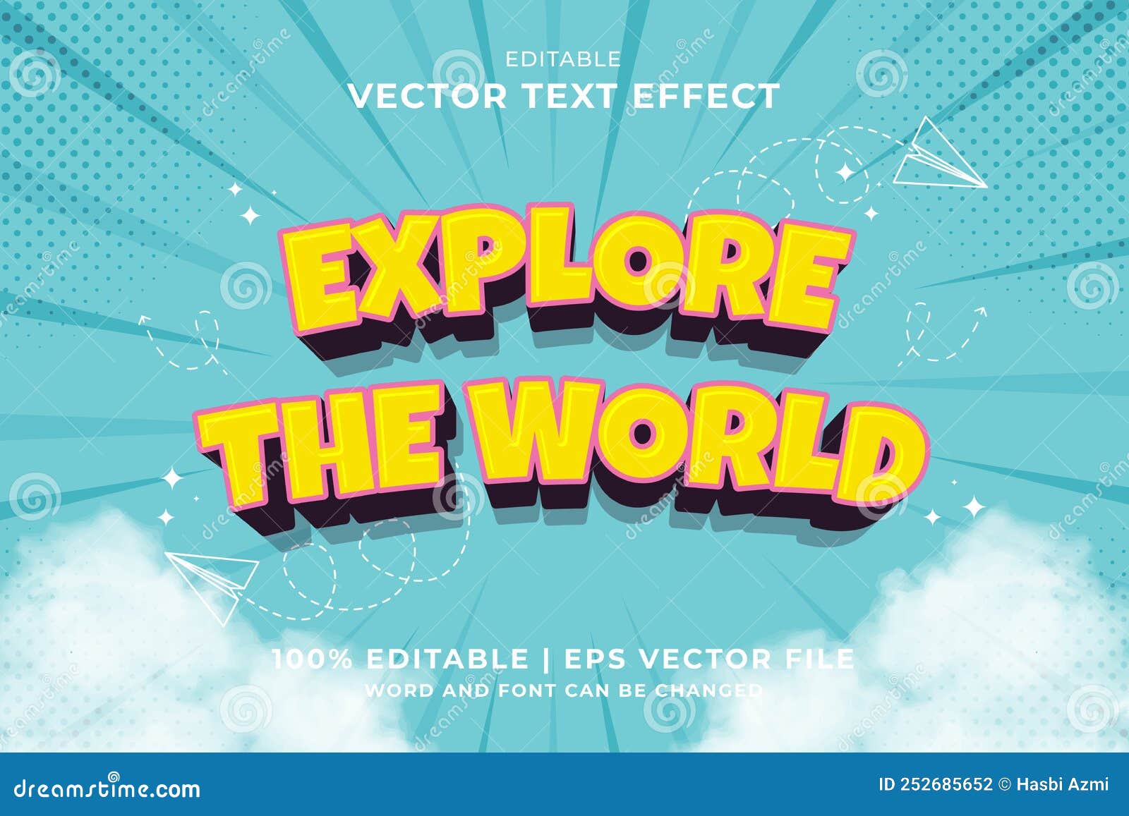 Editable Text Effect Explore the World 3d Cartoon Template Style ...
