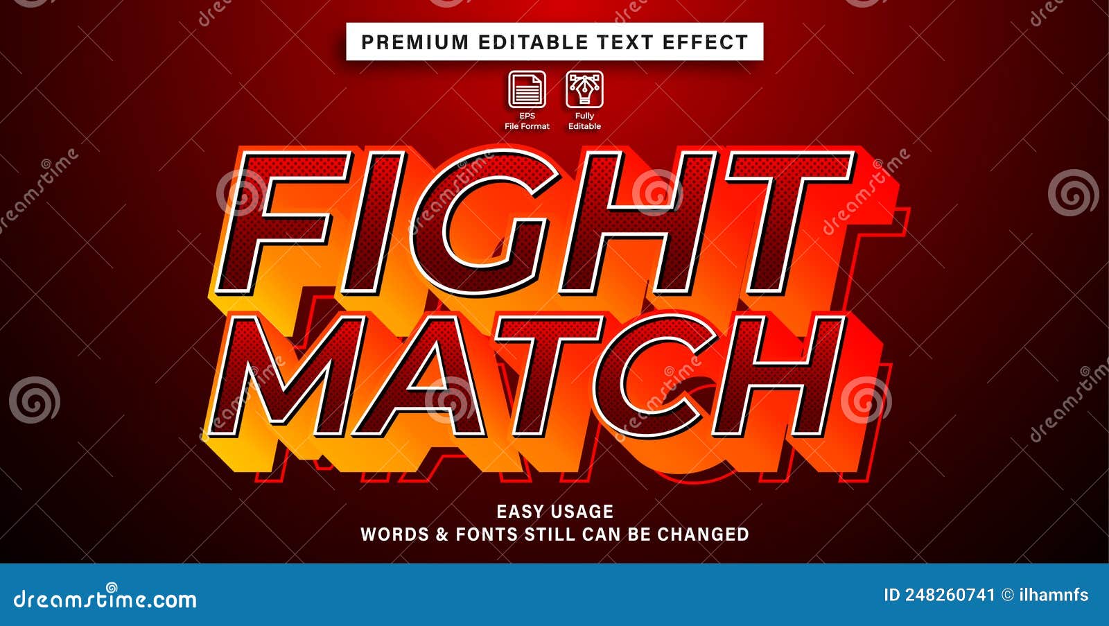 Editable Text Effect Fight Match. Font Graphic Style Stock Vector ...