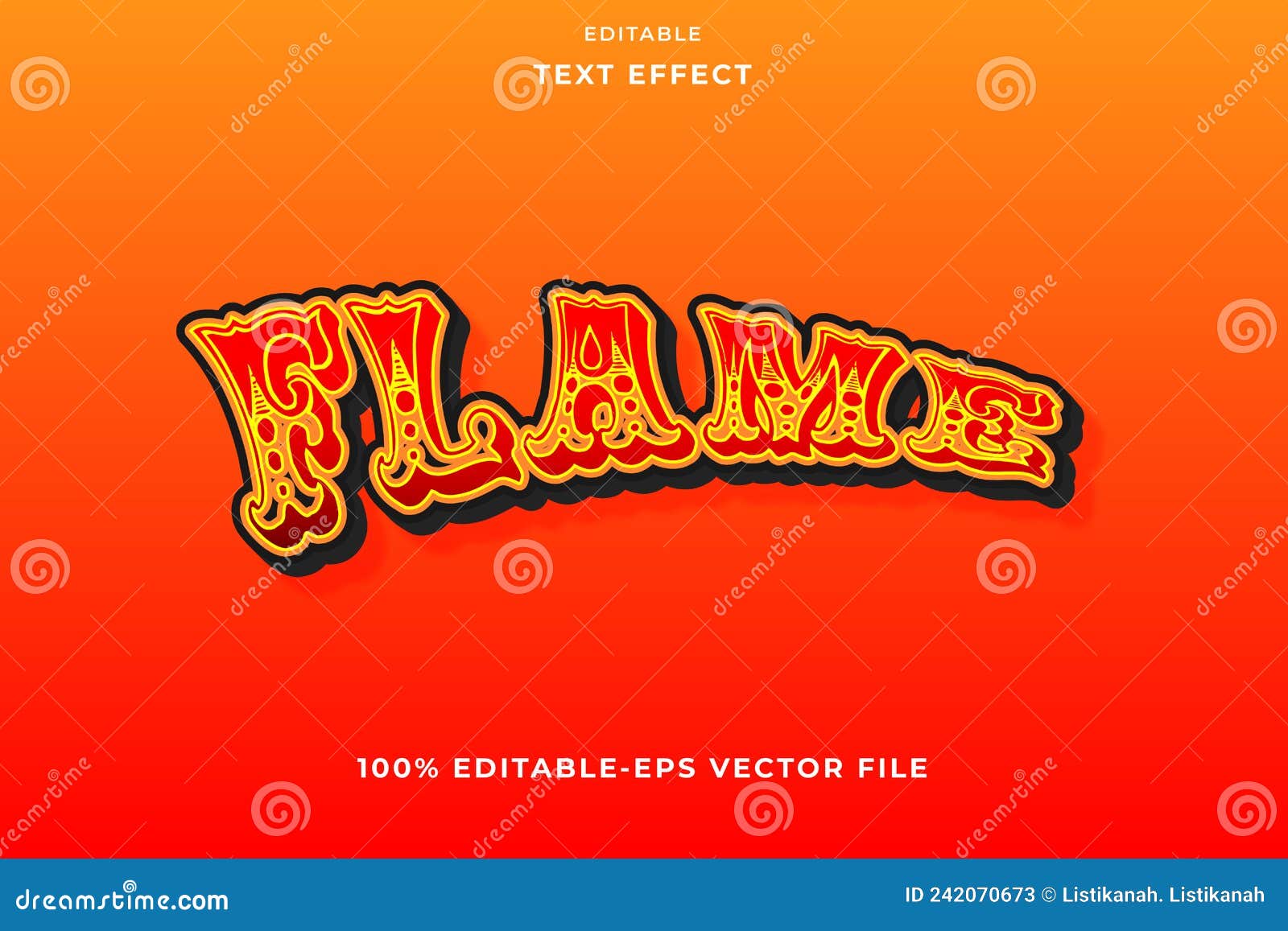 Editable Text Effect Flame with Red and Orange Color Stock Vector ...