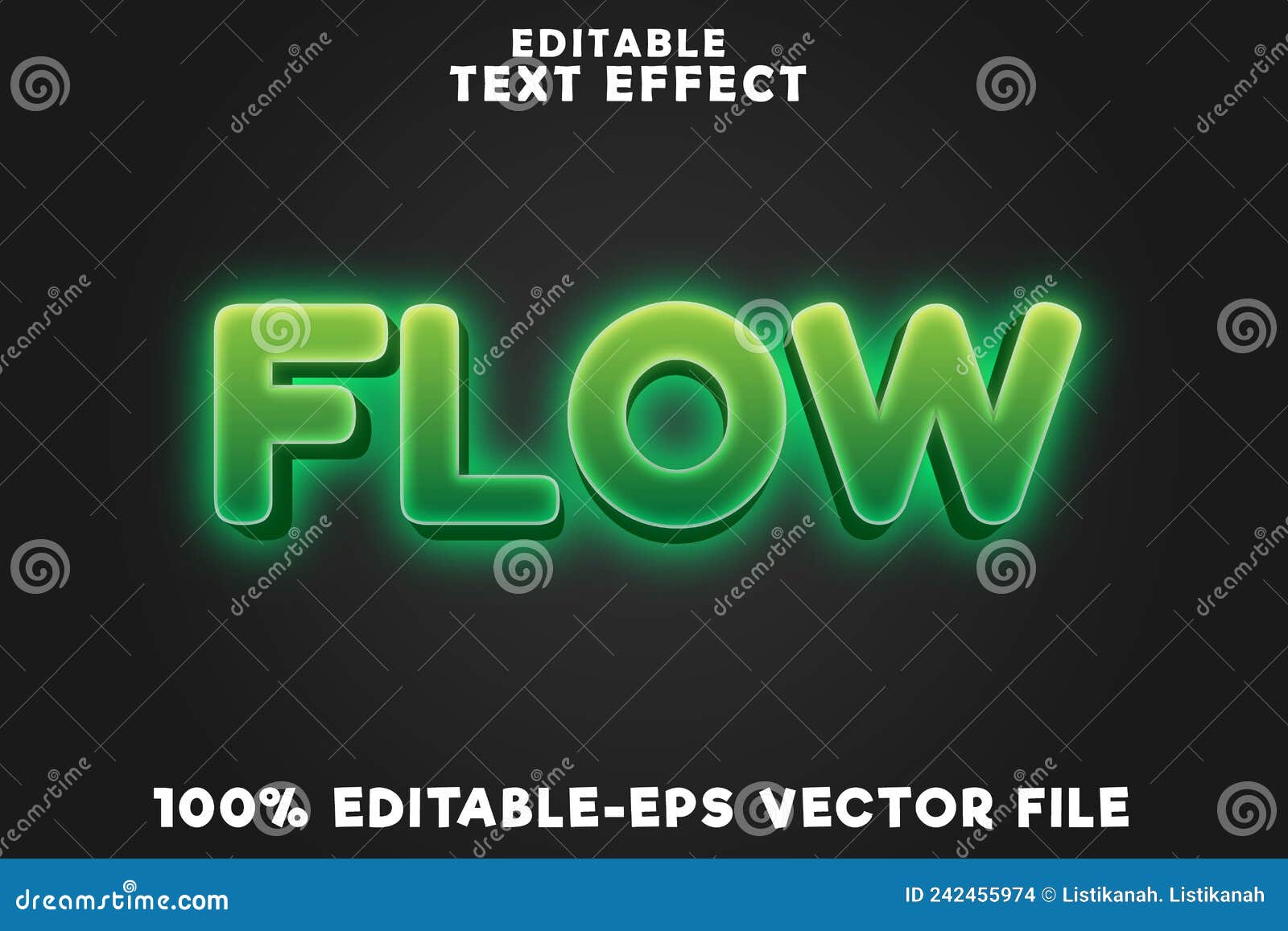 Editable Text Effect Flow with Neon Style Stock Vector - Illustration ...