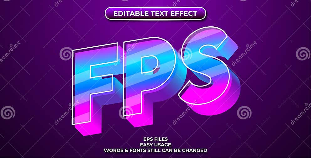 Editable text effect FPS stock vector. Illustration of lettering ...