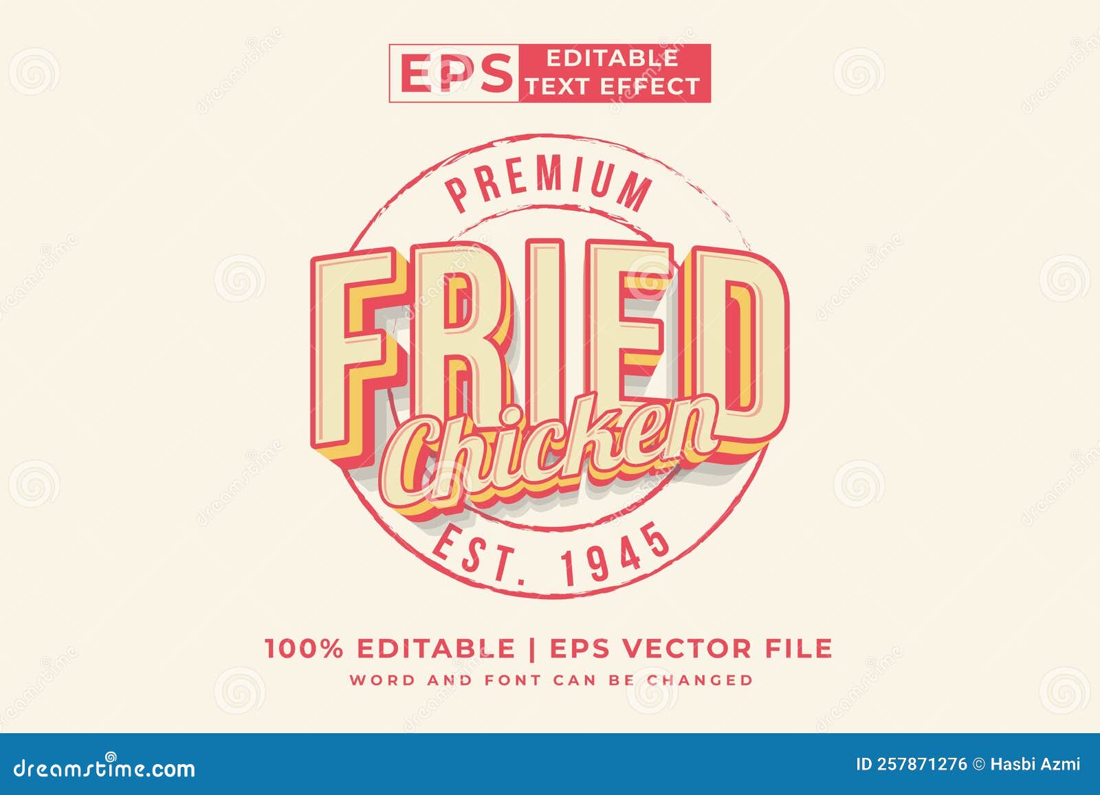 Editable Text Effect Fried Chicken Logo 3d Vintage Style Premium Vector ...
