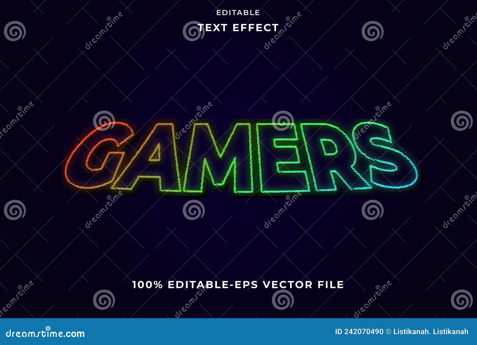 Editable Text Effect Gamers Blue Background Stock Vector - Illustration ...