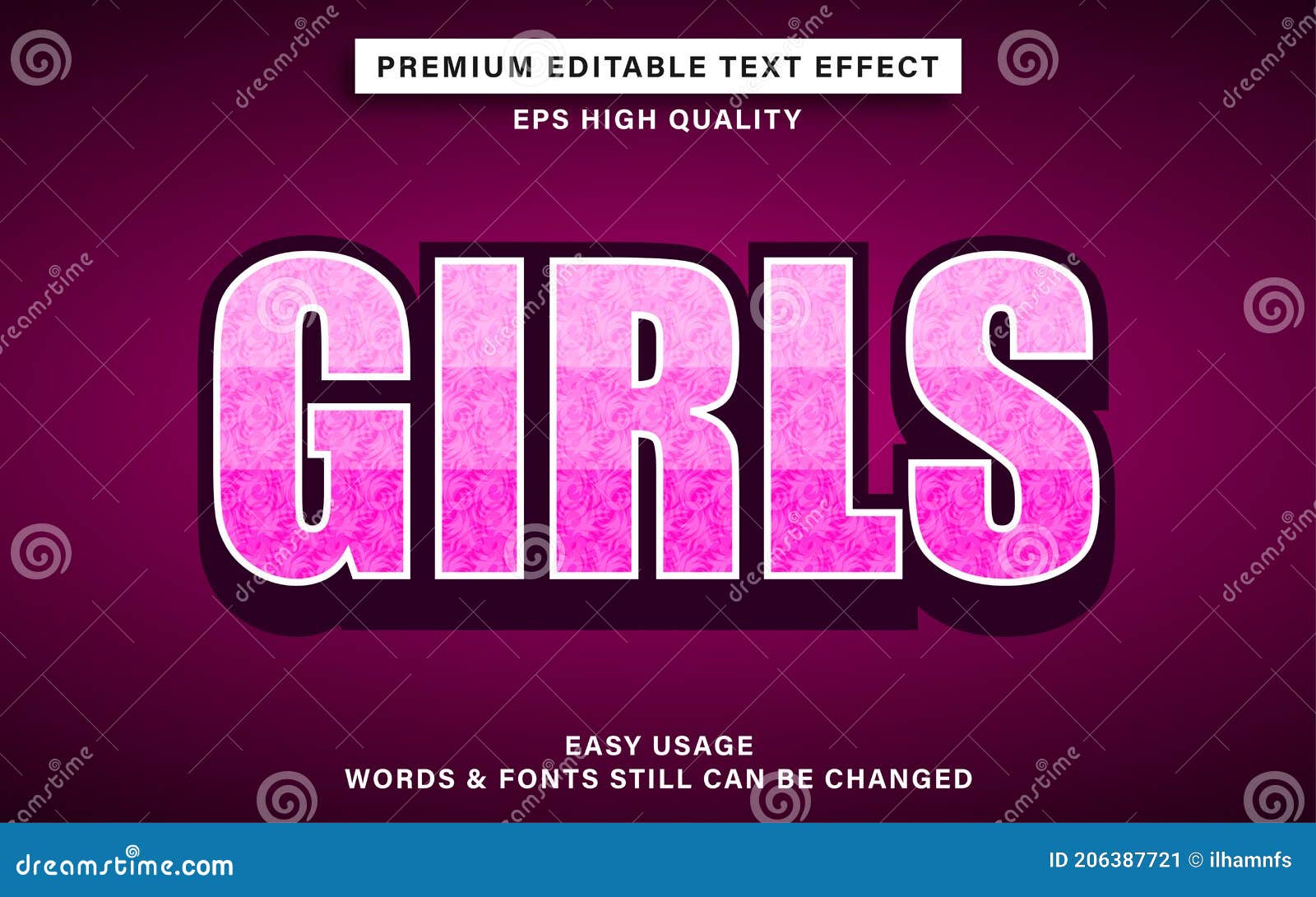 Editable Text Effect Girls Style Stock Vector - Illustration of ...