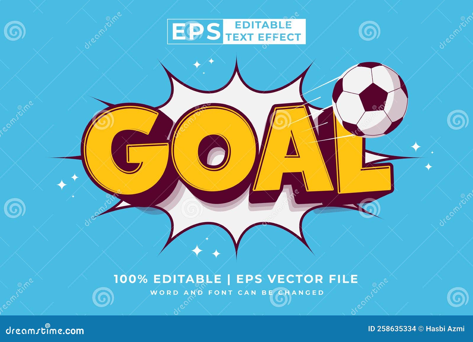 Editable Text Effect Goal 3d Cartoon Comic Style Premium Vector Stock ...