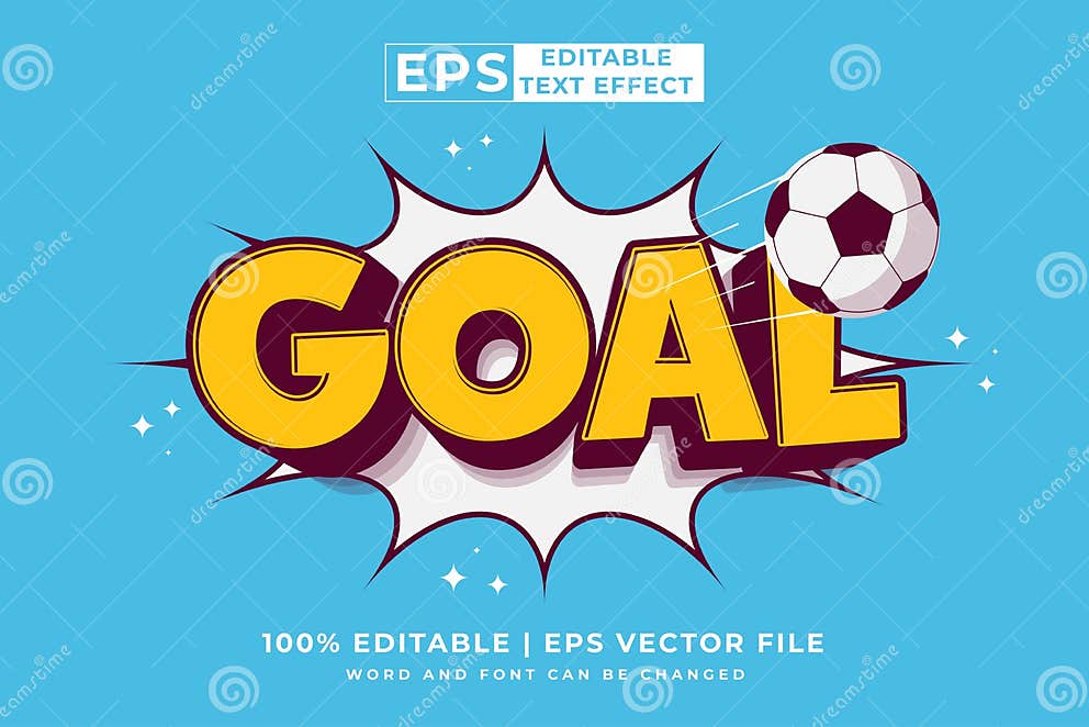 Editable Text Effect Goal 3d Cartoon Comic Style Premium Vector Stock ...