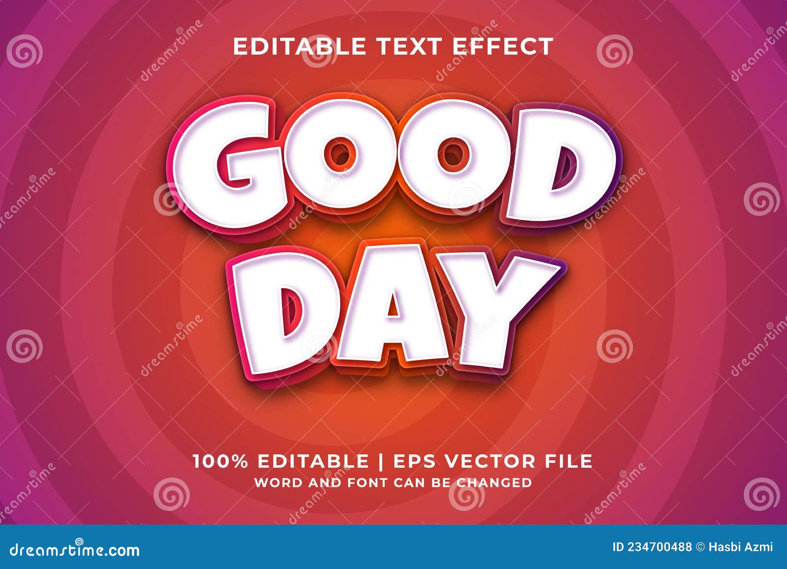 Editable Text Effect - Good Day 3d Template Style Premium Vector Stock ...