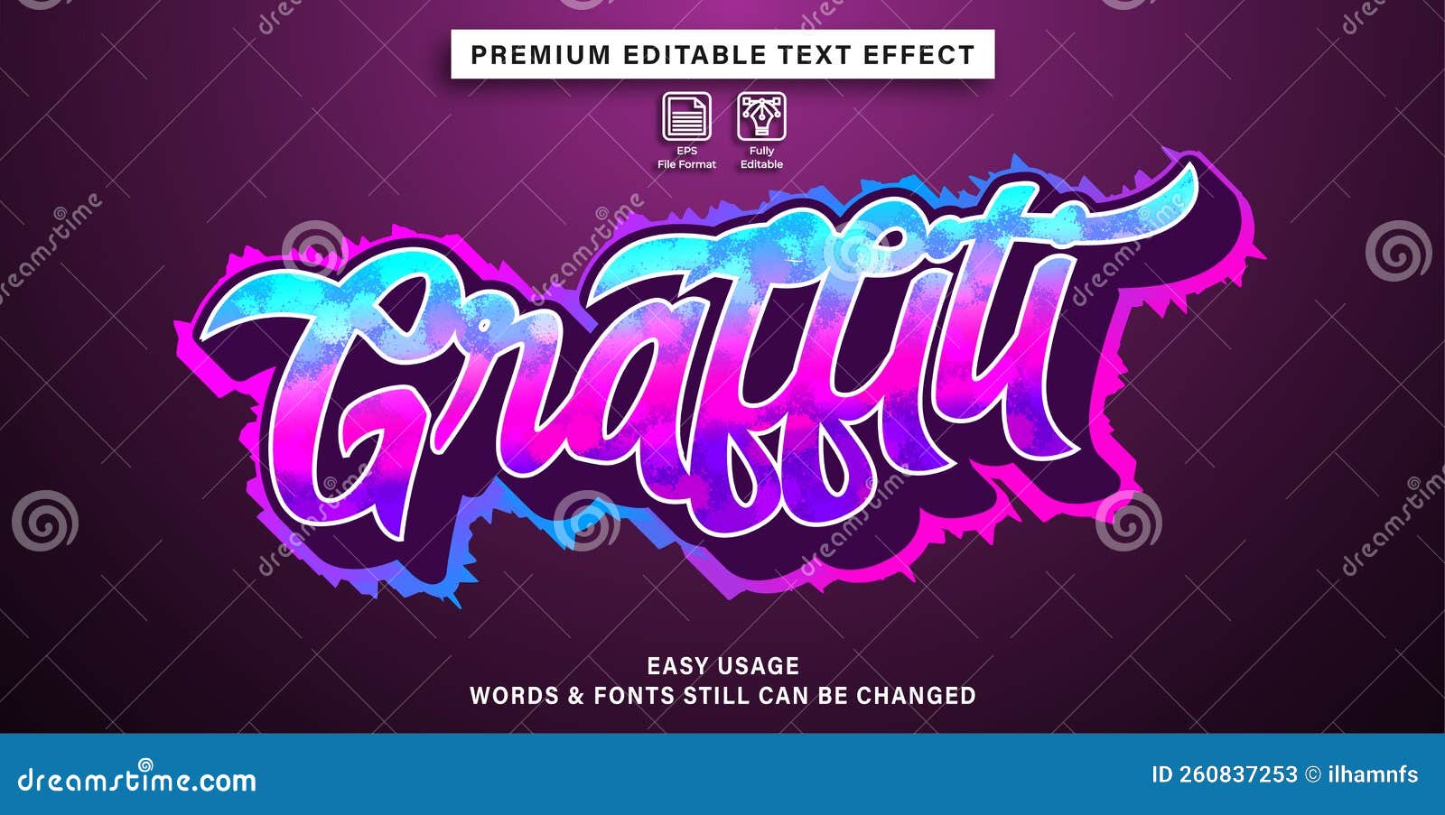 Editable Text Effect Graffiti Stock Vector - Illustration of logo ...