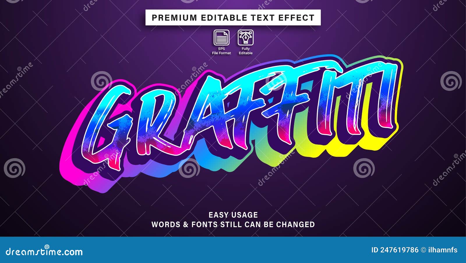 Editable Graffiti Text Effect For Adobe Illustrator Stock Image ...