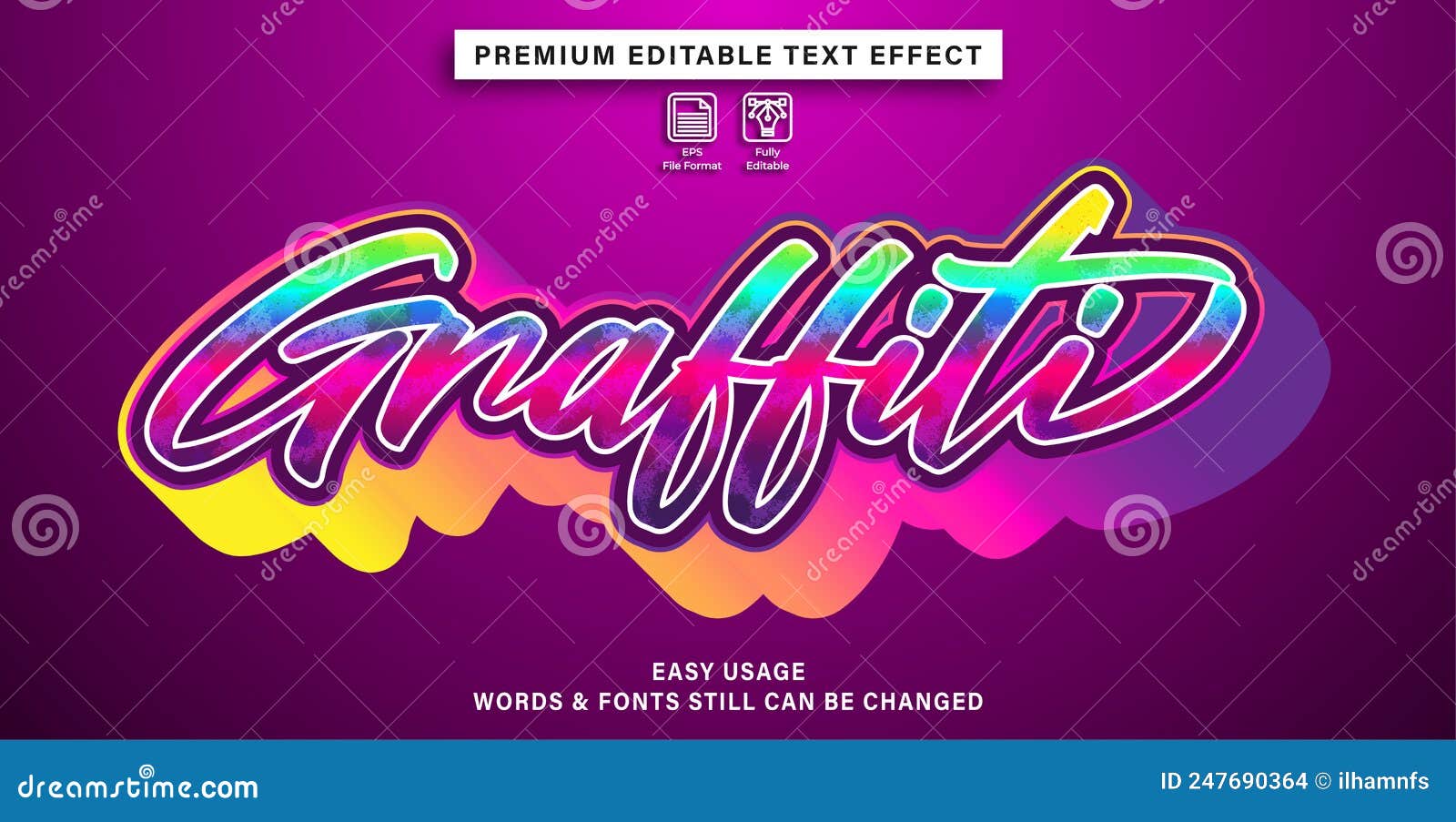 Editable Graffiti Text Effect For Adobe Illustrator Stock Image ...