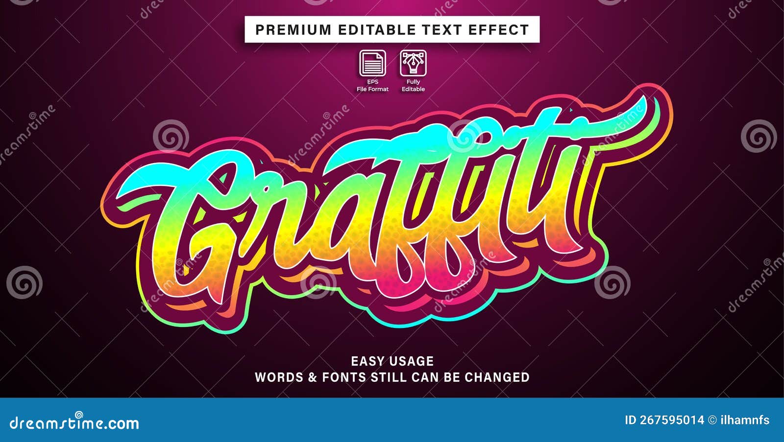 Editable Text Effect Graffiti Stock Vector - Illustration of banner ...