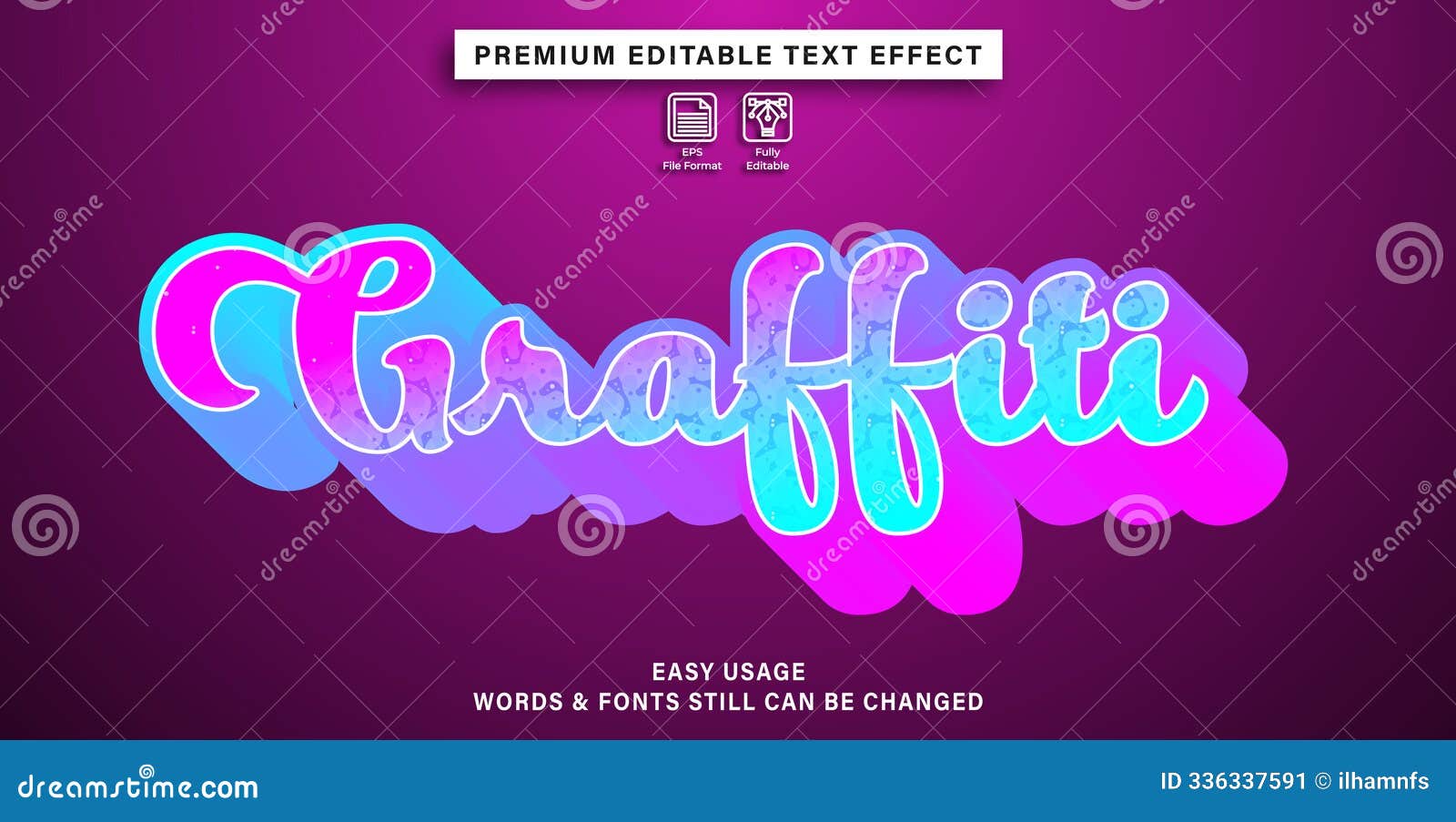 Editable Graffiti Text Effect For Adobe Illustrator Stock Image ...