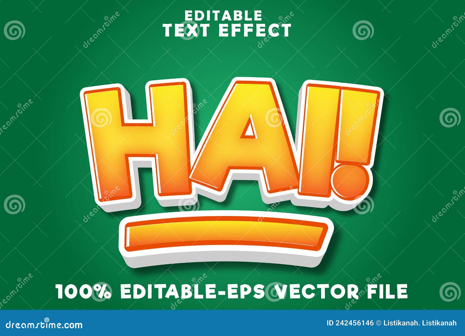 Editable Text Effect Hai with Simple Comic Style Stock Vector ...
