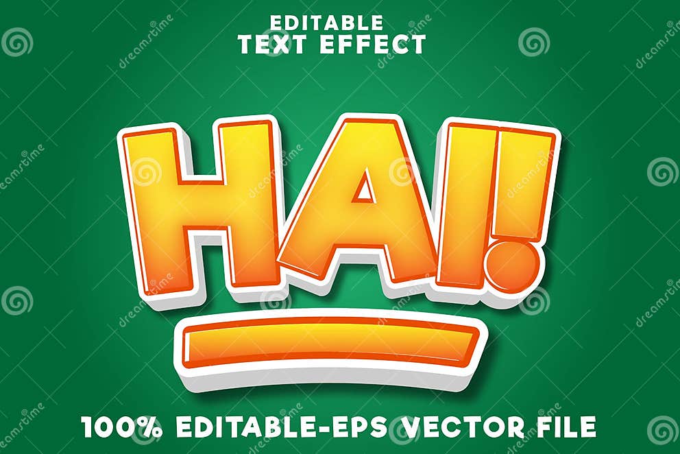 Editable Text Effect Hai with Simple Comic Style Stock Vector ...