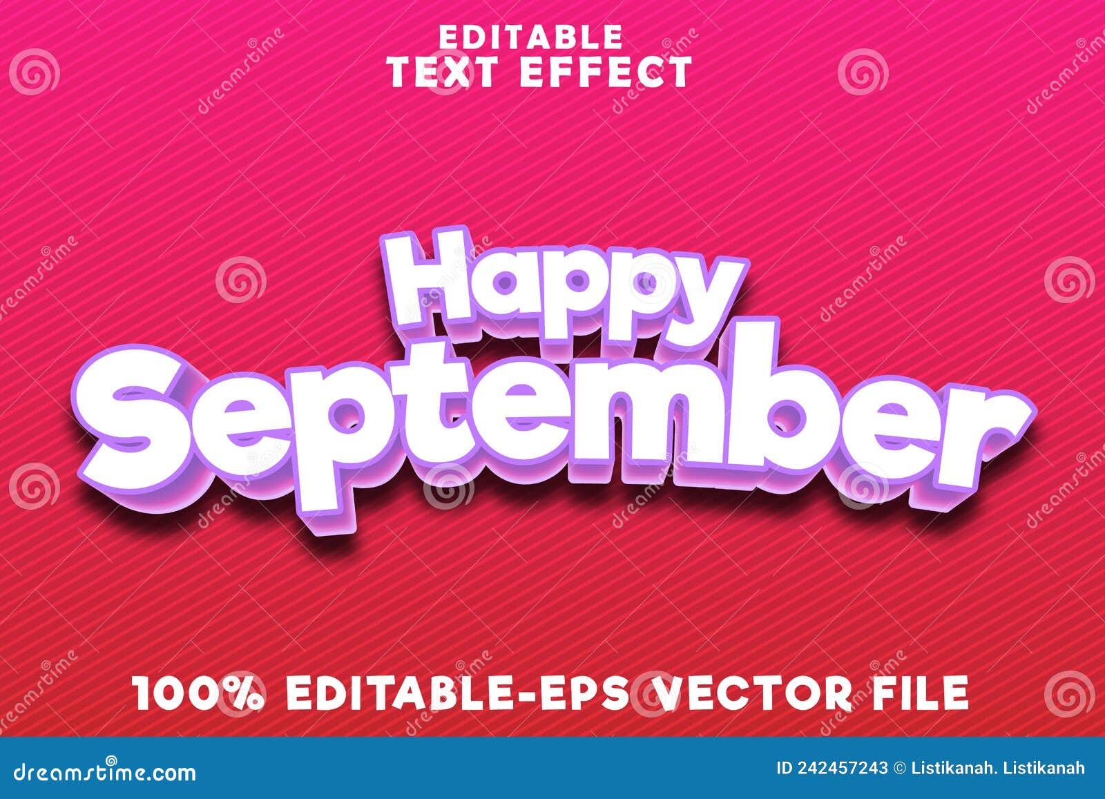 Editable Text Effect Happy September with Modern Emboss Style Stock ...
