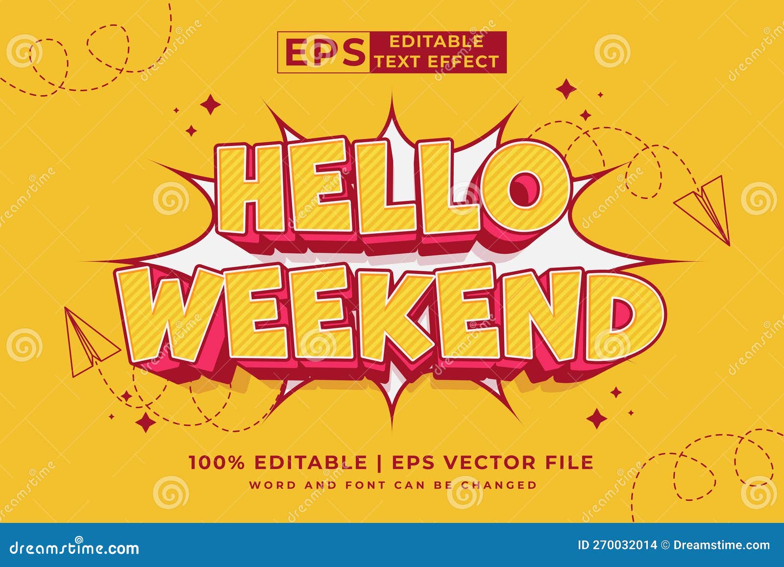 Editable Text Effect Hello Weekend 3d Cartoon Template Style Premium ...